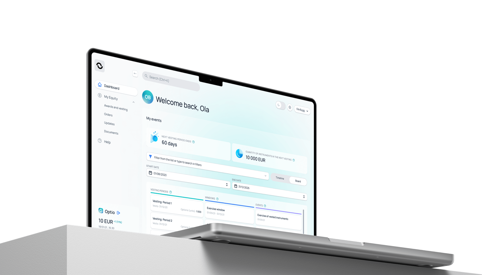 Employee Portal | Perfect overview of investments | Optio Incentives